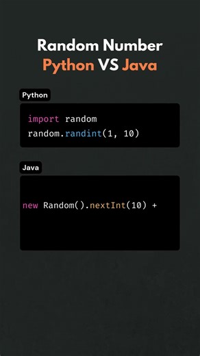 This is how to generate random number in Python vs Java #code #python #java #shorts