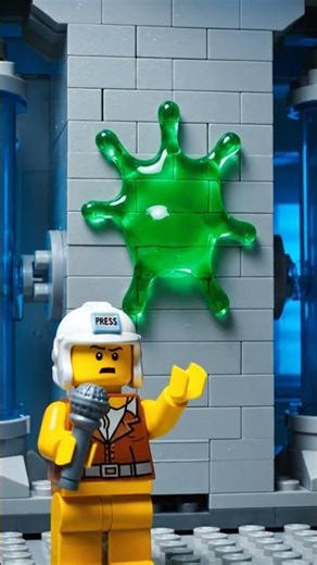 News Reporter and a sample of alien goo (green slime piece)
