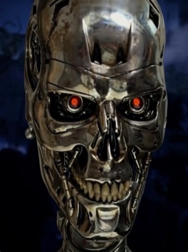 131K views · 3.3K reactions | Grok Imagine Ai, input: Look at camera, tilt head down with evil look. Source image: picture of handmade T-800 Skull, | Terminator full metal T-800 skull build | Facebook