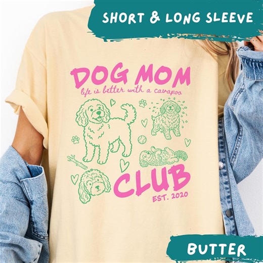 Custom Cavapoo Dog Mom Club T-shirt, Comfort Colors Long Sleeve Tee, Personalized Dog Mom Gift Gift (26214) - Etsy