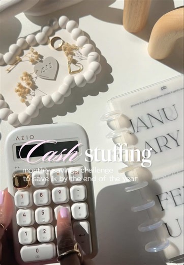 Cash stuffing our monthly savings challenge 🌱🌸 #cashstuffing #Budgeting #moneytips #2026 #money