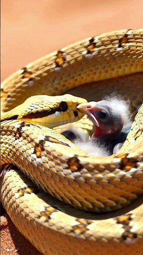 Tragic scene: Snake eats the chicks… imagine their mother’s pain!