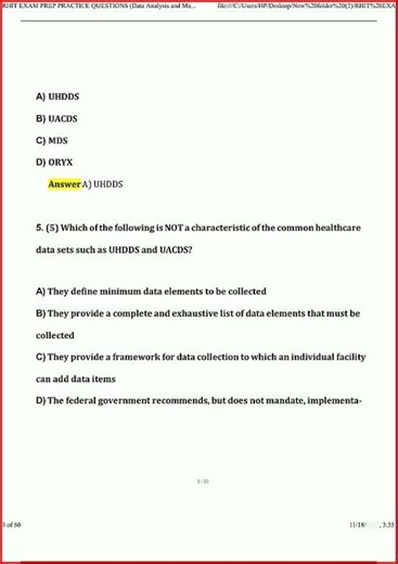 Rhit Exam Prep Practice Exam Data Analysis And Management Ac video