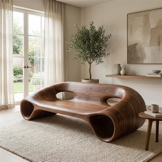 Curved Walnut Lounge Chair, Sculptural Organic Wood Chair, Mid Century Modern Accent Chair, Architectural Statement Chair, Handmade - Etsy