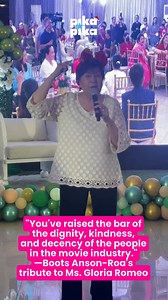 738K views · 15K reactions | "You've raised the bar of the dignity, kindness, and decency of the people in the movie industry." —Boots Anson-Roa's tribute to Ms. Gloria Romeo #GloriaRomero #GloriaRomeroAt90 #BootsAnsonRoaRodrigo #Tribute #GloriaRomerosGlorious90thBday #MovieQueen #SampaguitaPictures #MaritessGutierrez #EntertainmentNewsPH #PikapikaPH #tiktoktainment #tiktoktainmentph #celebrityph | Pikapika | Facebook