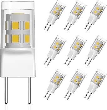 SSQY G8 LED Light Bulb, GY8.6 Bi-pin Base, 3W 120V 20W 35W Halogen Replacement Bulb for Under Counter Kitchen Lighting, Under-Cabinet Light, Puck Light Daylight White 6000K 10-Pack - Amazon.com
