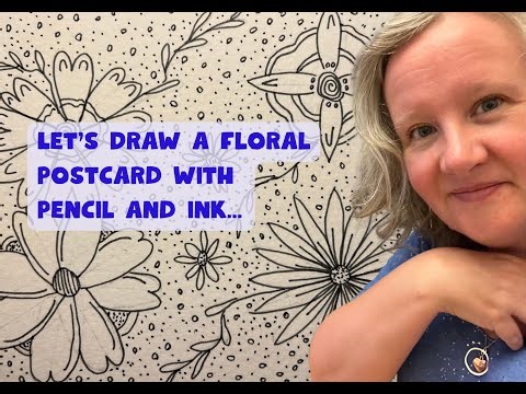 Let's draw a floral postcard with pencil and ink