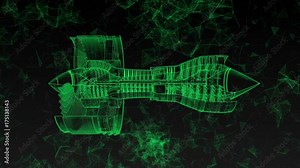 Jet engine of a modern passenger or transport aircraft with a cross section throughout its length through which more clearly shows the construction.