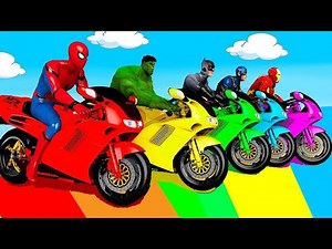 الأبطال الخارقين على القضبان دوامة قمع جسر 🏍️🐱‍SPIDER MAN!on Motorcycle in Spiral Bridge Stunt Rid