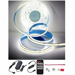 [Hot Item] COB LED Strip Lights 50FT,6500K DC 24V Dimmable White Flexible LED Rope Lights for Bedroom,with Remote and APP Control LED Lights Strip for Living Room, Shelf,