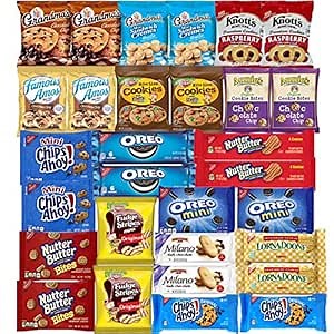 Cookies Variety Pack - Individually Wrapped Assortment - Christmas Gift - Sampler Bulk Care Package Gift Box (30 Count)