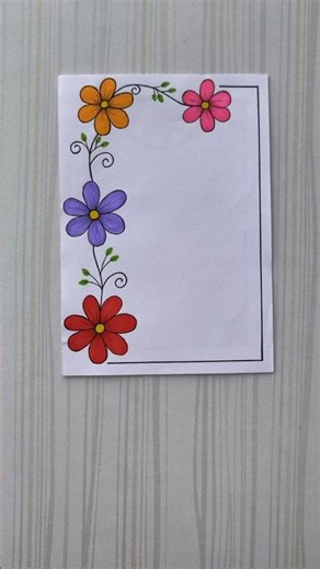 Colorful Floral Side Border Design/6 easy border design/Border design/Priyanka Gunwal #shorts