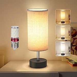 Small Table Lamp for Bedroom - Bedside Lamps for Nightstand,Minimalist Bedside Night Light, DeskFabric Lamp for Children's room, Living Room, Office, Dormitory(Bulb Included)