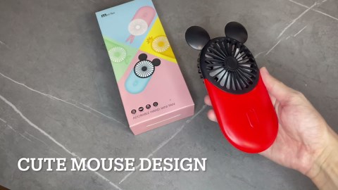 Cute Handheld Mini USB Fan, Rechargeable Portable Fan, 3 Adjustable Speeds and Wearable Accessories, Pocket Size for Indoor Or Outdoor Activities (Red)