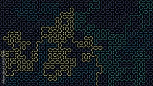 Abstract background with animation of pipes rotate 4k animation. Yellow, green, blue pipeline animation of entangled maze of pipes tranformation. Changing colors of pipes connecting in various lenghts