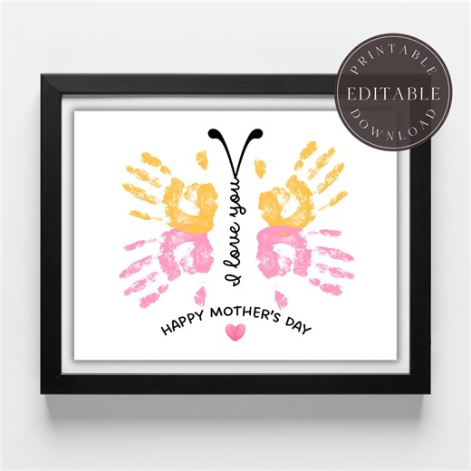 Butterfly Handprint Mother's Day Craft DIY Gift for Mom (PDF) - Etsy