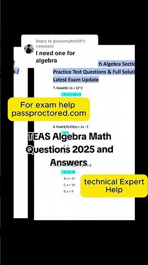 Teas Algebra Questions and Answers 2025