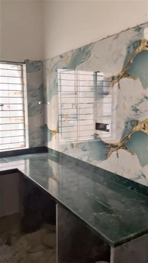 Simple & Classy Kitchen Wall Tiles Fitting 🔥 | Easy Tile Installation #Shorts #kitchen #tiles