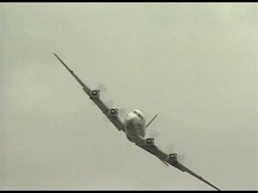 Air Atlantique's magnificent DC-6 being displayed fairly energetically at Woodford in 1993. | PlanesTV.com