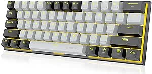 E-YOOSO 60% Mechanical Keyboard, Mechanical Gaming Keyboard Wired with LED Backlit, Ultra-Compact 60 Percent Computer Keyboard for Windows, Mac OS (New Grey Black)