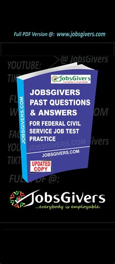 Updated Past Questions and Answers by JobsGivers to practice for Federal Civil Service Commission recruitment and promotion exams. Our past questions and answers are available in PDF / video tutorial to guide and help you prepare for your upcoming FCSC Job CBT test with ease. This video tutorial will give you a complete insight as to how FCSC job aptitude exams look like. The full version of this tutorial is compiled in PDF which comprises of core civil service rules questions, Current Affair, E