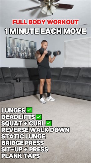 Coach Dre | Women’s Weight Loss Expert on Instagram: "Full Body Workout you can do at home with a pair of dumbbells. #dumbbellsonly #dumbbellworkouts #homeworkouts"