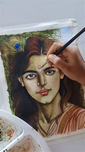 krishna 🙏🖌️| portrait watercolour painting