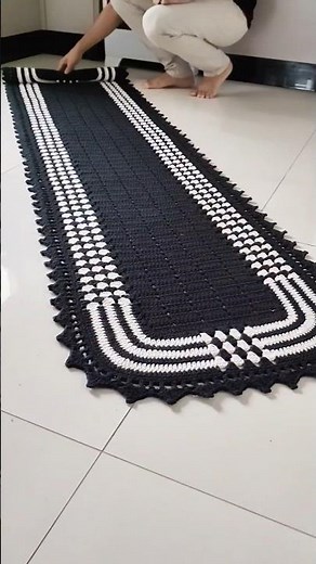 Rectangular crocheted runner rug, step-by-step tutorial by Samuel Muleke Artesão