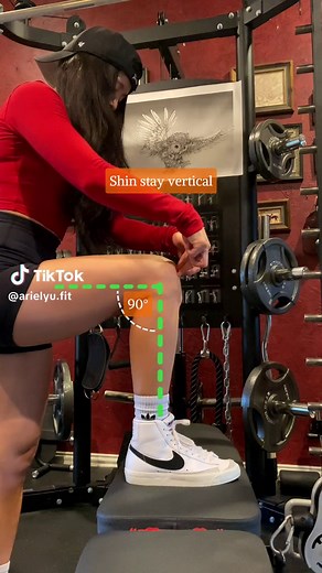 Glute Focused Cable Step Up Tips: © Keep shin vertical and knee at a 90-degree angle. 2] slightly lean forward and hinge at the hips to increase glute tension. 3 Stabilize with a rack and control the descent for continuous glute engagement. 4 Push from your heels to ascend. 5 Maintain tension throughout the entire movement. 6 Allow the non-working leg to lightly touch the floor, avoid pushing off. #gluteworkout #gymrat #gymgirl #gymtips #quad #squat #fyp #gymmotivation #legday #stepup