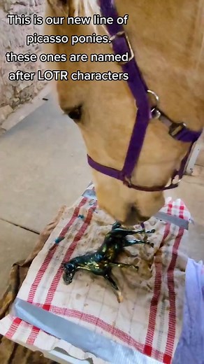 Couper has some new Picasso ponies. This new line is named after LOTR characters. You can purchase one or his paintings on etsy at Coupers studio #paintinghorse #equineartist #horses #breyerhorses | Couper the clever horse