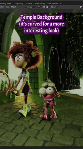 Anne and Sprig exploring an ancient temple #b3d #amphibia