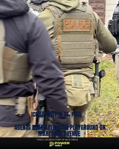 130K views · 4.3K reactions | ICE activity is occurring in St. Paul, with agents taking individuals in custody near Arlington Park on Maryland Avenue. While it's not yet clear of their involvement, members of the St. Paul police are also on hand as a crowd has gathered to protest the activity. It's not yet known why the individuals taken by ICE were targeted. This video was captured by Georgia Fort for BLCK Press and shared with Power 104.7. | POWER 104.7 FM | Facebook