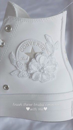 HanEmbroiders on Instagram: "these platform bridal converse are so elegant👟🤍✨ #shoes #brideshoes #sneakers #shoesaddict #bride #bridestyle #bridetobride #wedding #weddingshoes #weddingsneakers #weddinginspiration"