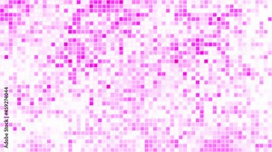 Background of fast-moving colored pixels on white background. Motion. Animation with blurred pixel background of moving squares. Moving colored pixels that create blurry image effect