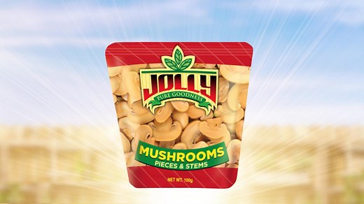Jolly Mushrooms in 100g pouch! May sarap na rich in protein, fiber and antioxidants. P20 SRP lang! Yan ang Jolly Love! Available in all leading supermarkets nationwide and online: Lazada: https://bit.ly/3dhs29m Shopee: https://bit.ly/3QakVya ASC NO: F0011N071725J | Jolly Eats