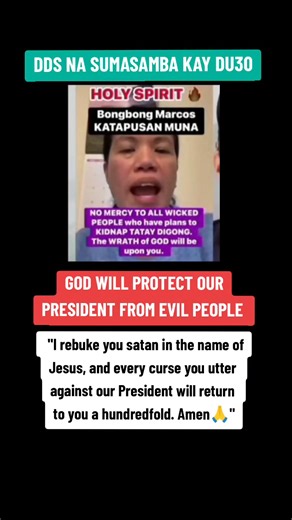 Dear God, please protect our President from evil people. In Isaiah Chapter 54 verse 17, it says "No weapon that is formed against you will succeed; and you will condemn every tongue that accuses you in judgment." "I rebuke this evil woman in the name of Jesus! And every curse she uttered against our president will return to her a hundredfold." In Jesus Name. Amen🙏 #PBBMTheWorkingPresident #DDSbadPeople #SaraDuterteBakasyonista #richadmintv #adminrichtv #PBBM #pinklawan #DDSSUPPORTERS #AdminRich