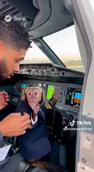 Monkey flies airplane | monkey