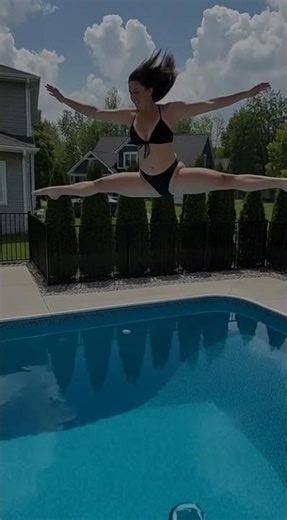 Bella Defies Gravity in the Pool! Epic Floating Jump! 🌊✨