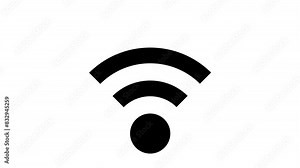 Black Wi-Fi Animated Signal Icon With a Black Signal Color. Isolated on a Transparent Background with Alpha channel. 4k Motion Graphics.