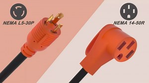 Nilight RV Generator Adapter Cord 30Amp to 50Amp 3 Prong Pure Copper Heavy Duty Twist Lock Male Plug 10 Gauge Wire L5-30P 14-50R 30M/50F for RVs Camper Caravan Van Trailer