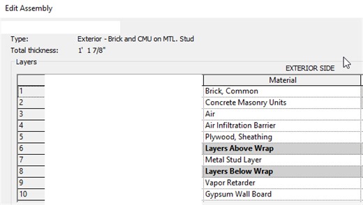 Wall schedule and get wall type's structure layers