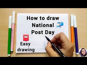 National Post Day Drawing Tutorial | How to Draw Postal Art Step-by-Step | Celebrate Mail , Post Day