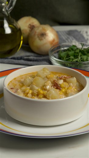Warm up with this New England classic made with our Trident Seafoods Beer Battered Cod. You may just want a second bowl after. #tridentseafoods #fyp #recipesoftiktok #easyrecipe #fishrecipes #seafood #chowder #comfortfood Corn, Bacon and Cod Chowder Prep Time: 15 minutes Total Time: 40 minutes Servings: 4 Ingredients: 4 pieces Trident Seafoods Beer Battered Cod 4 strips bacon, chopped 1 medium onion, diced 2 cloves garlic, minced 3 cups corn kernels (fresh, frozen, or canned) 2 medium potatoes, 