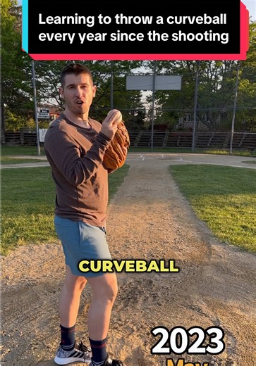 Learning to throw a curveball every year since the shooting. I’m SO proud of the progress! #baseball #curveball