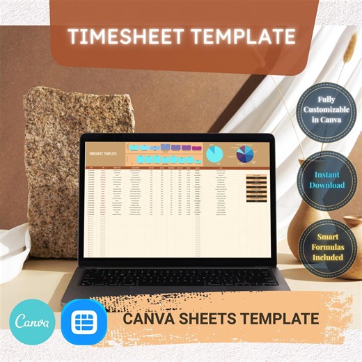 Timesheet Tracker Canva Spreadsheet | Work Hours Log Template | Employee Time Management | Editable Business Tracker - Etsy