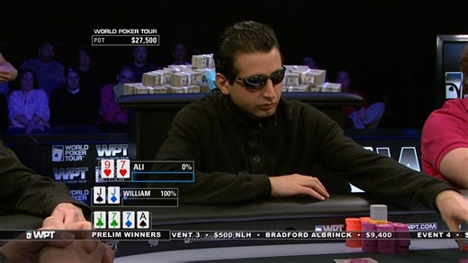 William lands a full house on the flop, holding the strongest hand. Despite this, Ali boldly goes all in on the turn. Witness Ali's crucial moment as he confronts his fate! | World Poker Tour (WPT)