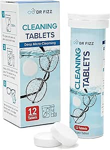 DR FIZZ Glass Cleaning Tablets - 12 Pack Eye Glasses Cleaner Tablets | Eyeglass Cleaner For Prescription Glasses, Sunglasses, and More | Eyeglass Cleaning Solution Removes Dirt, Dust, and Smudges