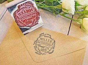 Rustic Return Address Stamp Floral Wreath Stamp Circular Rubber Stamp Laurel Stamp Wedding Invitation Stamp Rustic Stamp Rustic Wedding - Etsy