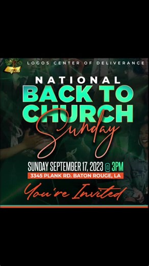 #backtochurchsunday …September 17th | 3PM meet us for a powerful encounter in the presence of God! #getbacktochurch #Sunday