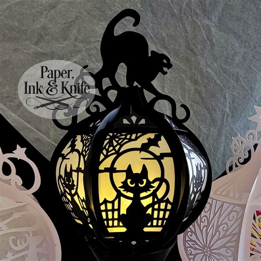 Black Cat Halloween Lantern, Lightbox, 3D Svg, PDF, Eps, PNG, Dxf, Commercial Use - Etsy